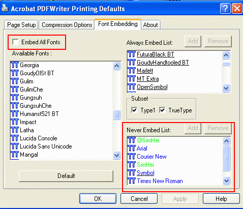 embed truetype fonts in pdf